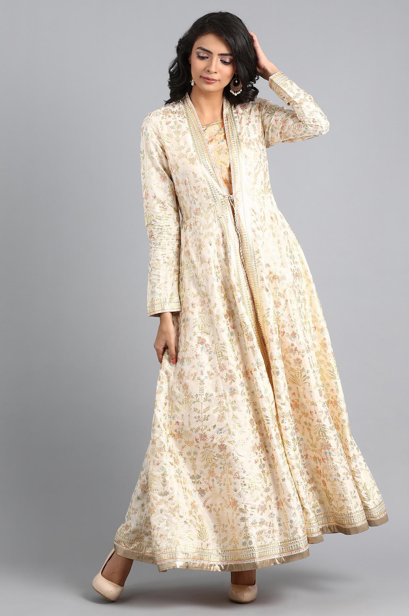 Buy Off-White Open front Layered Dress @ 4999 | W for woman – wforwoman