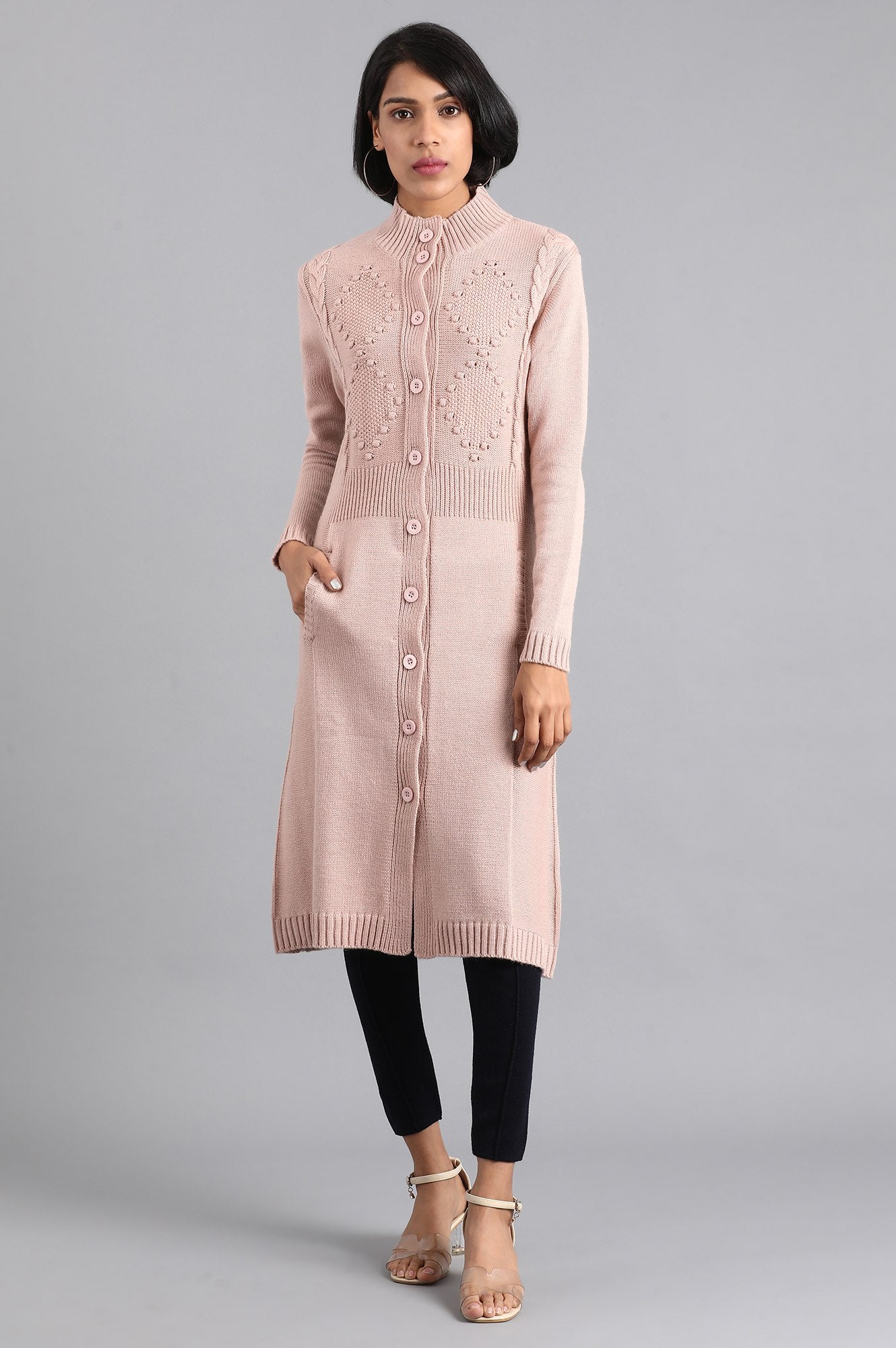 Buy Pink Long Jacket @ 4599 | W for woman – wforwoman