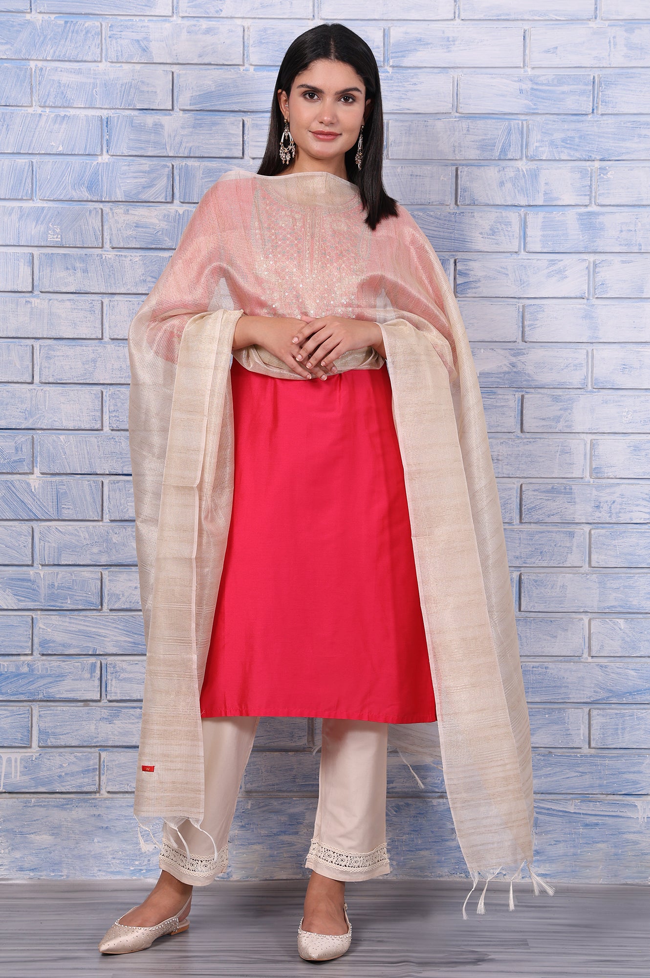 Golden Solid Tissue Checks Dupatta – wforwoman